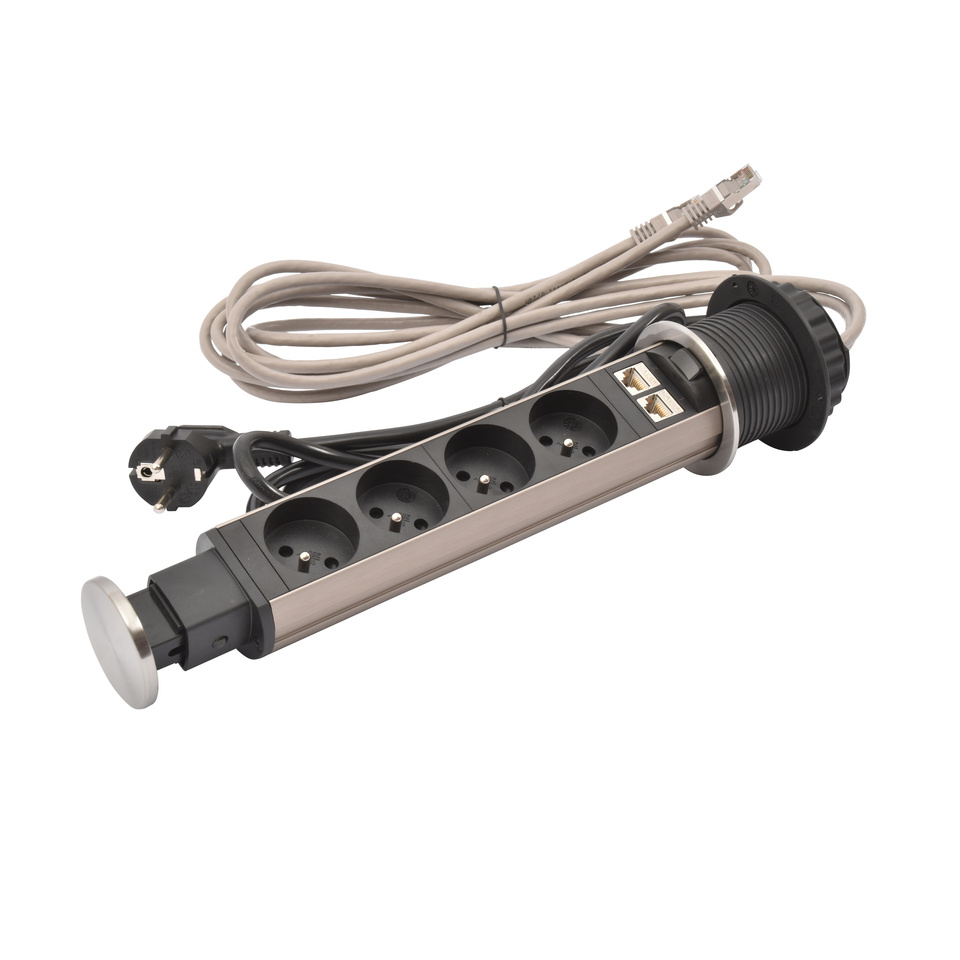 Kolumna gniazd do mebli 4X2P+Z/2RJ przewód 2m Legrand 654973 4 gniazda ...