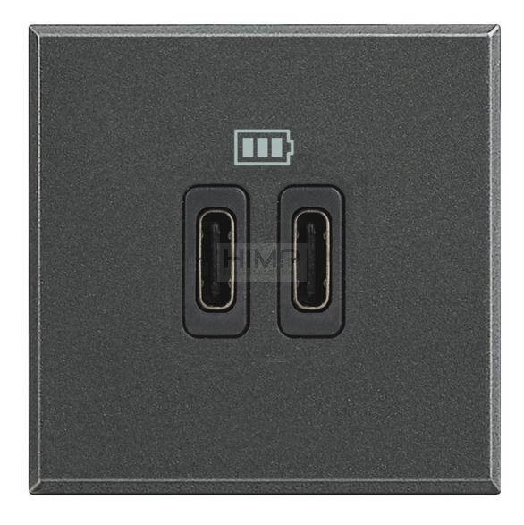AXOLUTE Ładowarka USB typ C+C 3A 2 moduły Antracyt Bticino HS4286C2 ...